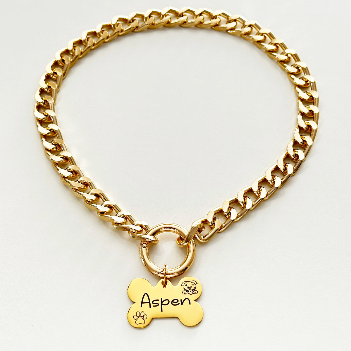 Personalised Non-tarnish Chain Link Dog Collar Necklace Pet Jewelry ...